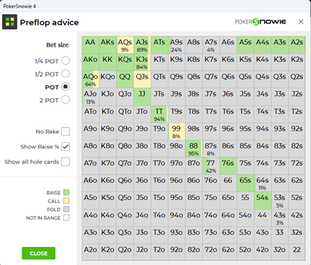 You can access the Preflop Advice Table, when it's the player's turn to ...